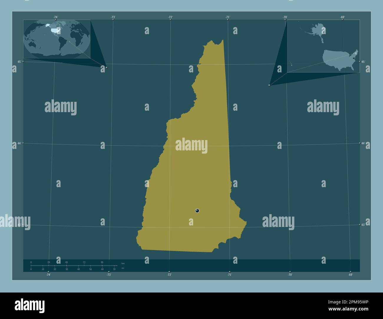 New Hampshire, state of United States of America. Solid color shape ...