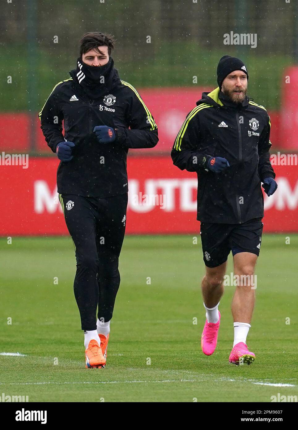 Manchester United's Harry Maguire and Christian Eriksen during a ...