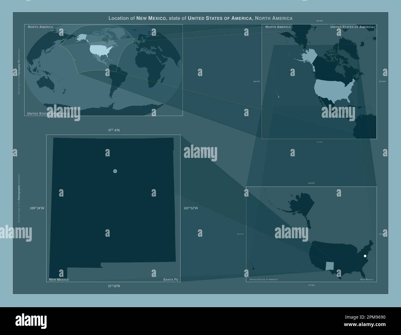 New Mexico, state of United States of America. Diagram showing the ...