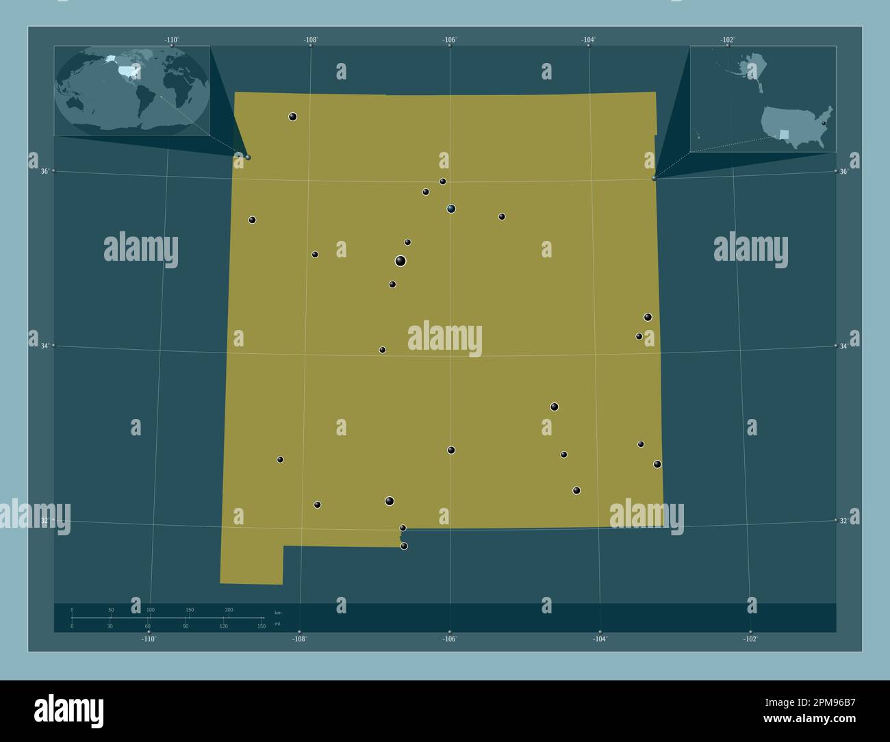 New Mexico, state of United States of America. Solid color shape ...