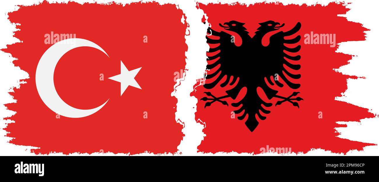 Albania and Turkey grunge flags connection, vector Stock Vector Image ...