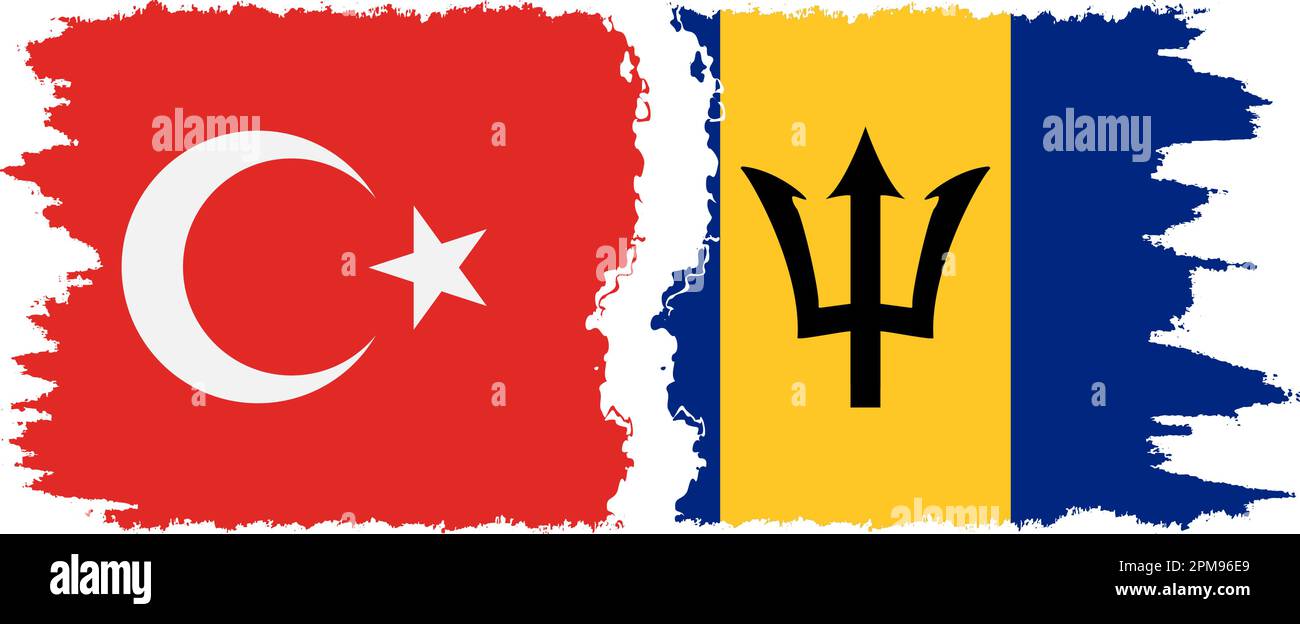 Barbados and Turkey grunge flags connection, vector Stock Vector Image ...