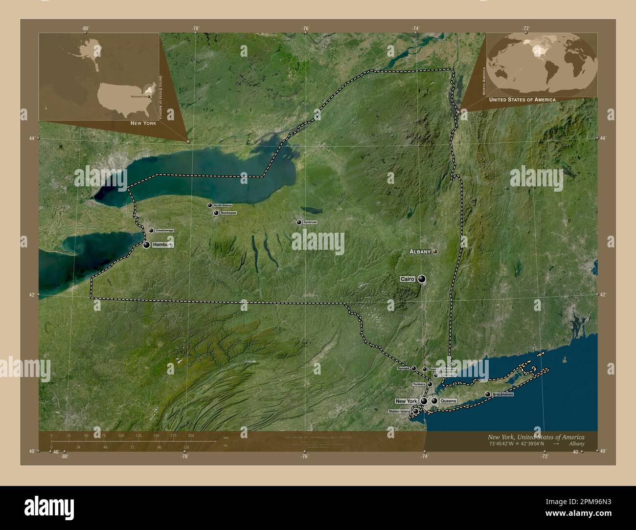 New York, state of United States of America. Low resolution satellite ...