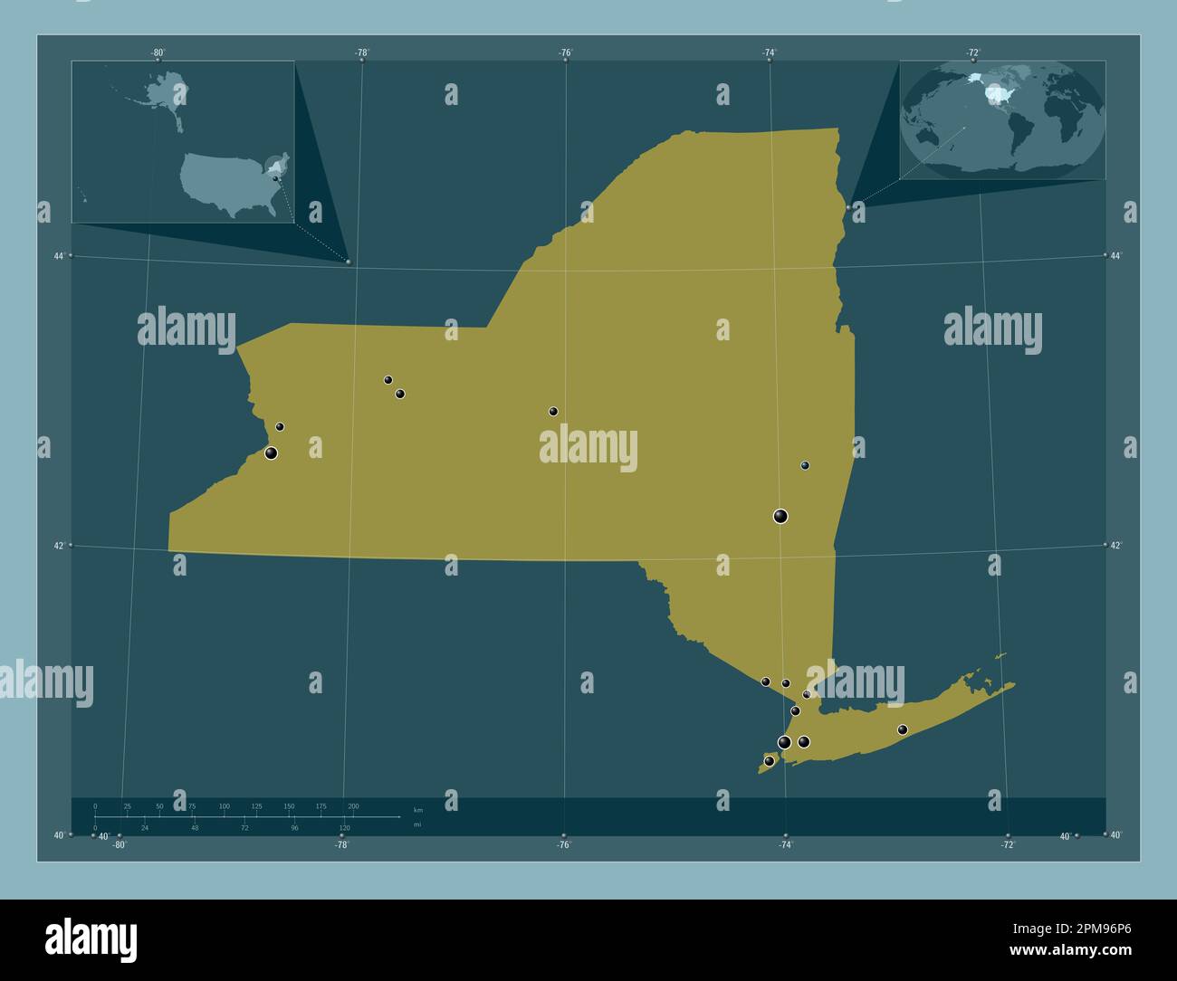 New York, state of United States of America. Solid color shape ...