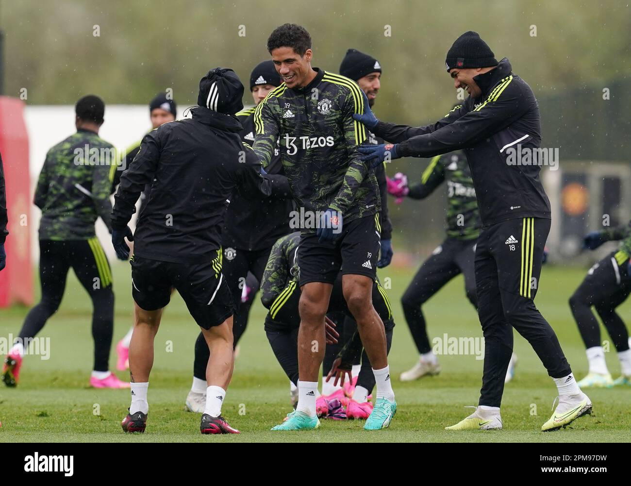 Manchester United's Raphael Varane and Casemiro during a training ...