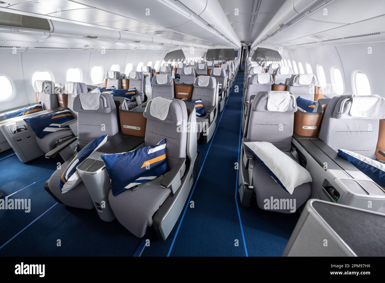 Munich, Germany. 12th Apr, 2023. View into the business class of a ...