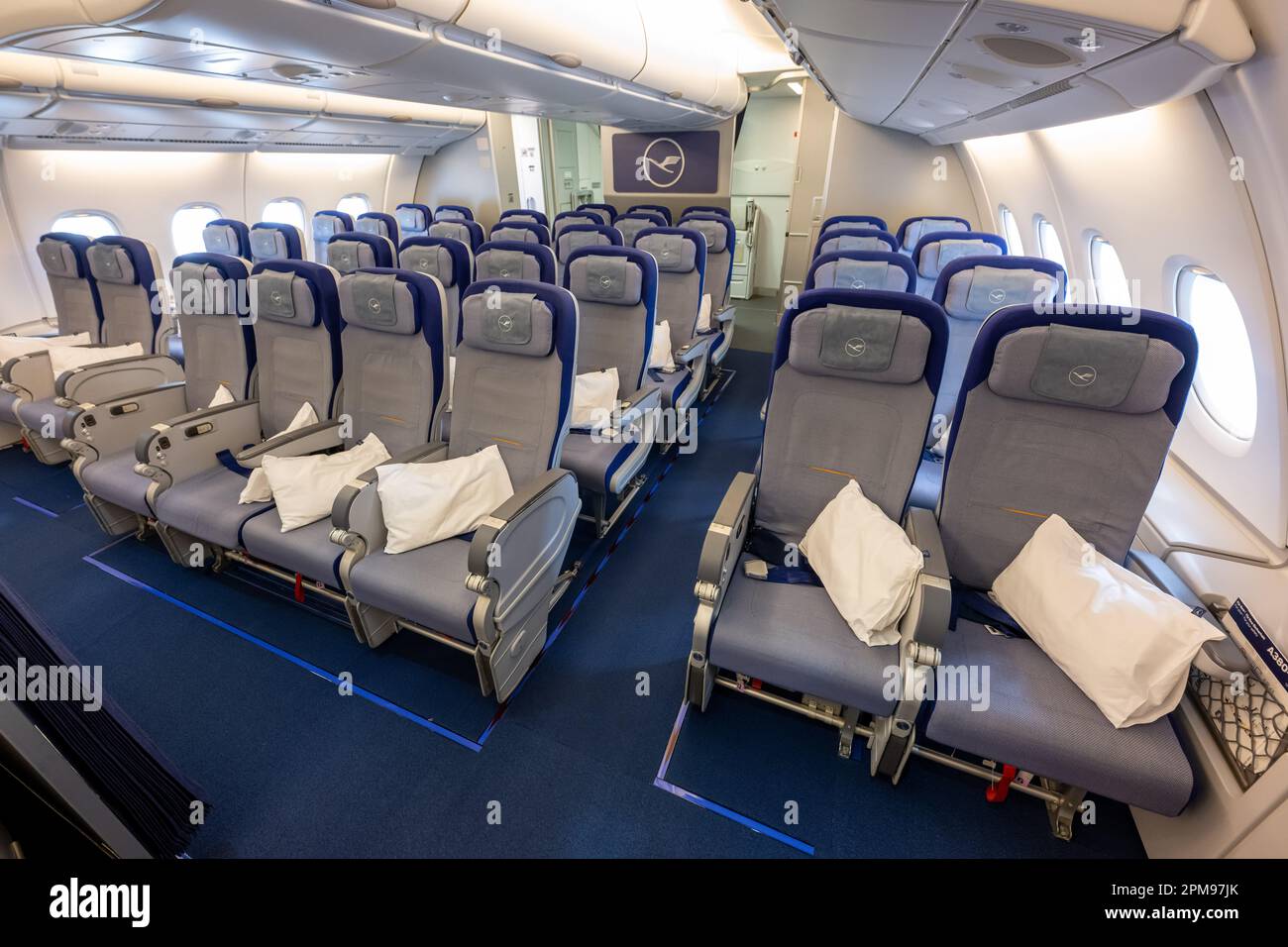 Munich, Germany. 12th Apr, 2023. View into the economy class of a ...