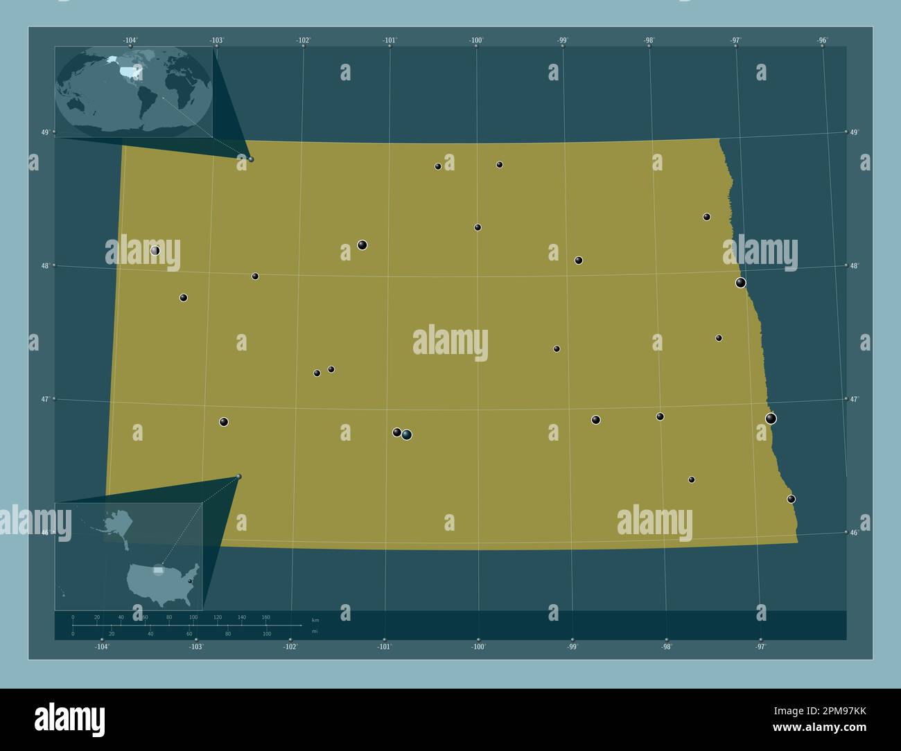 North Dakota, state of United States of America. Solid color shape ...