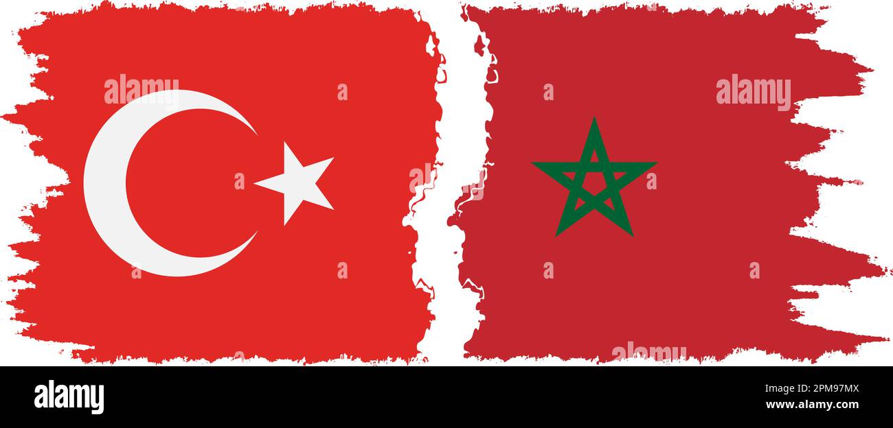Morocco and Turkey grunge flags connection, vector Stock Vector Image ...
