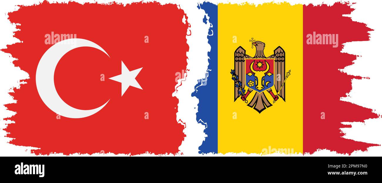 Moldova and Turkey grunge flags connection, vector Stock Vector Image ...