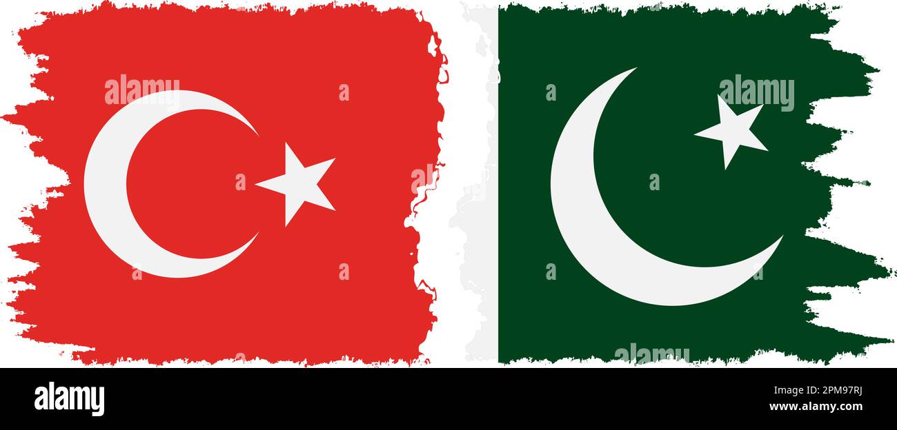 Pakistan and Turkey grunge flags connection, vector Stock Vector Image ...