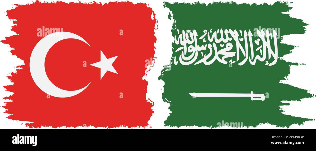 Saudi Arabia and Turkey grunge flags connection, vector Stock Vector ...