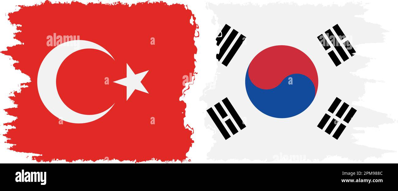 South Korea and Turkey grunge flags connection, vector Stock Vector ...
