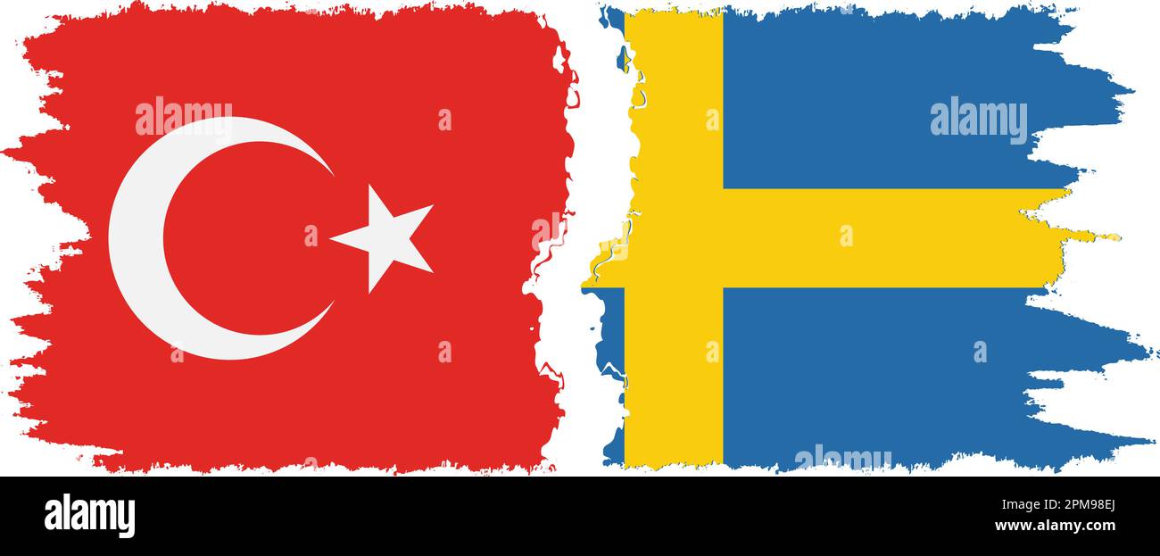 Sweden and Turkey grunge flags connection, vector Stock Vector Image ...