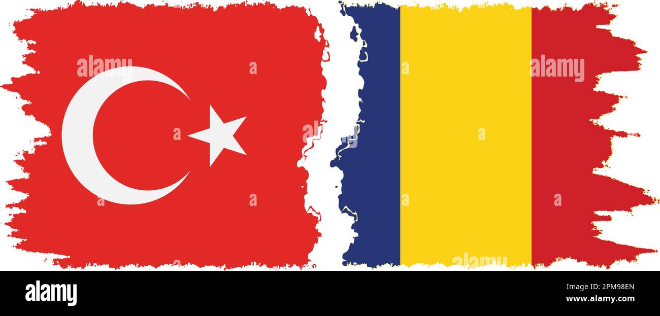 Romania and Turkey grunge flags connection, vector Stock Vector Image ...