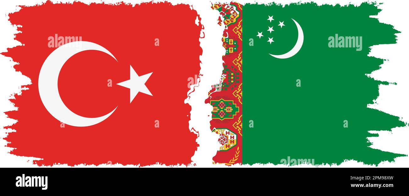 Turkmenistan and Turkey grunge flags connection, vector Stock Vector ...