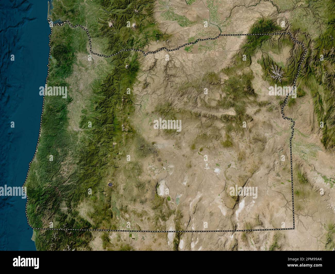 Oregon, state of United States of America. Low resolution satellite map ...