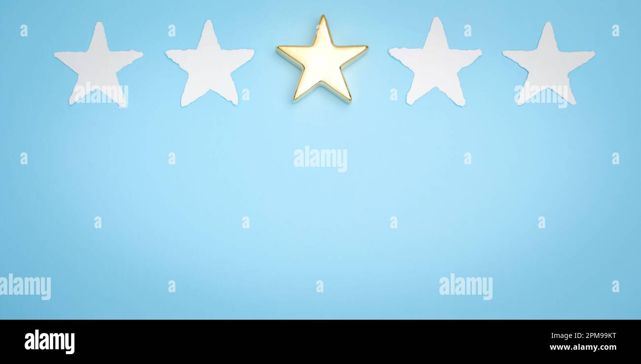 Five stars of rating. Four - paper and one shining golden star Stock ...