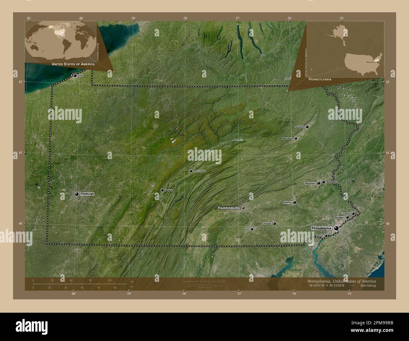 Pennsylvania, state of United States of America. Low resolution ...