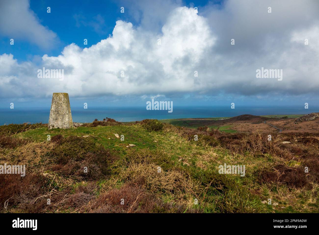 Trig Point, Trendrine hill Stock Photo - Alamy