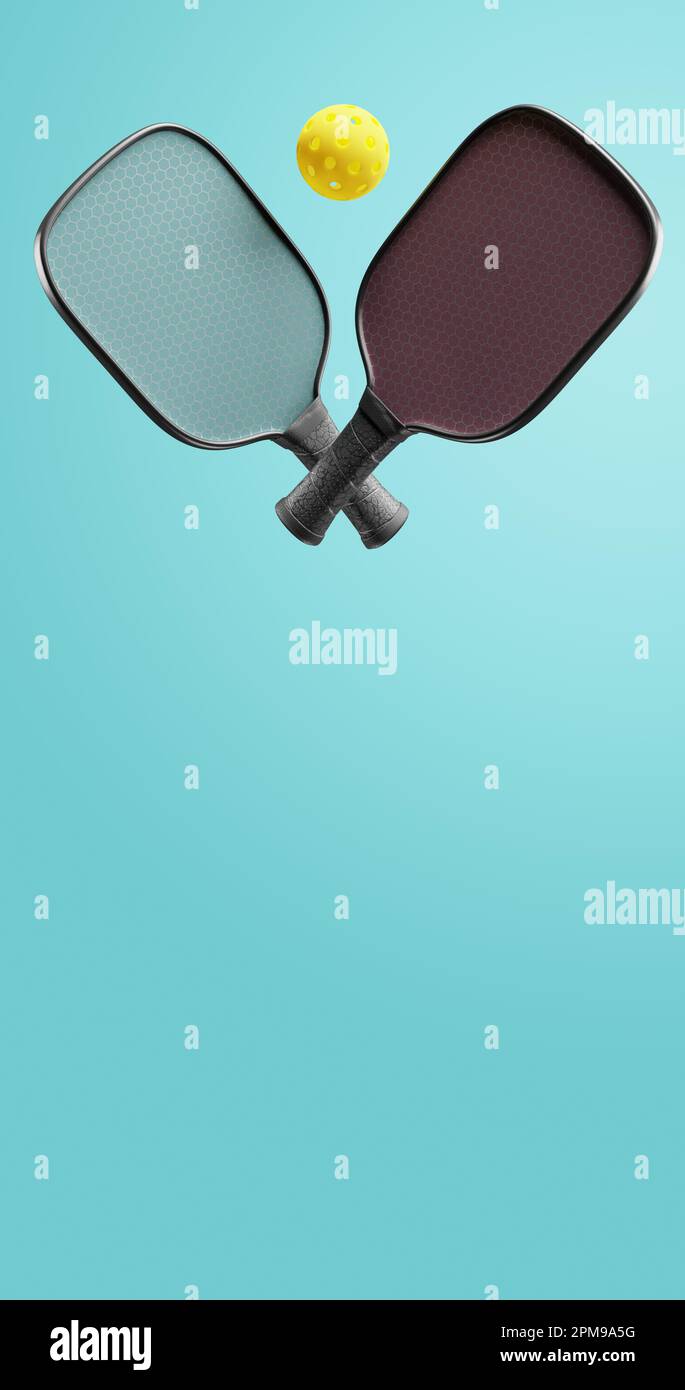 Pickleball two crossed rackets and a sports ball on an isolated ...