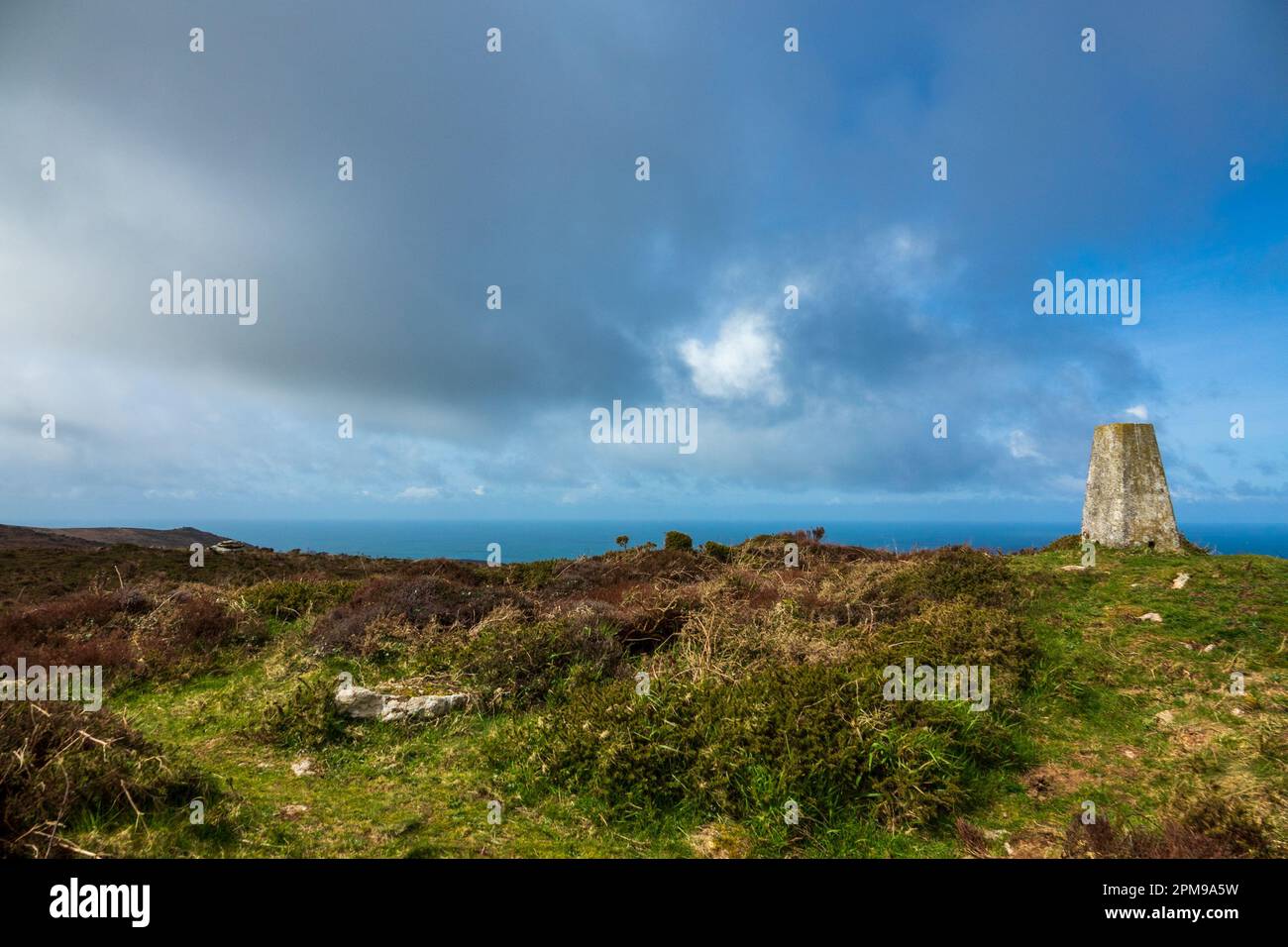 Trig Point, Trendrine hill Stock Photo - Alamy