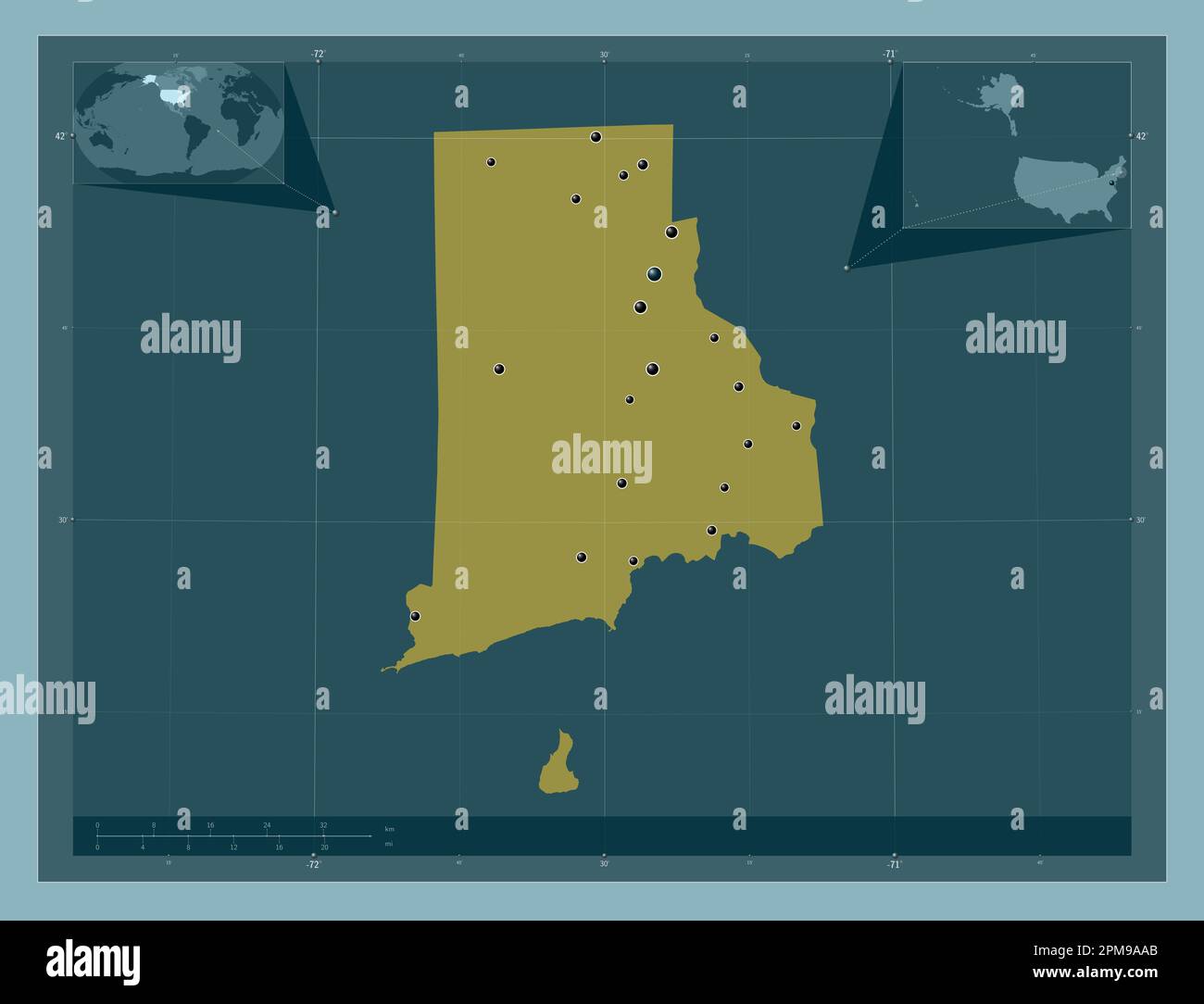 Rhode Island, state of United States of America. Solid color shape ...