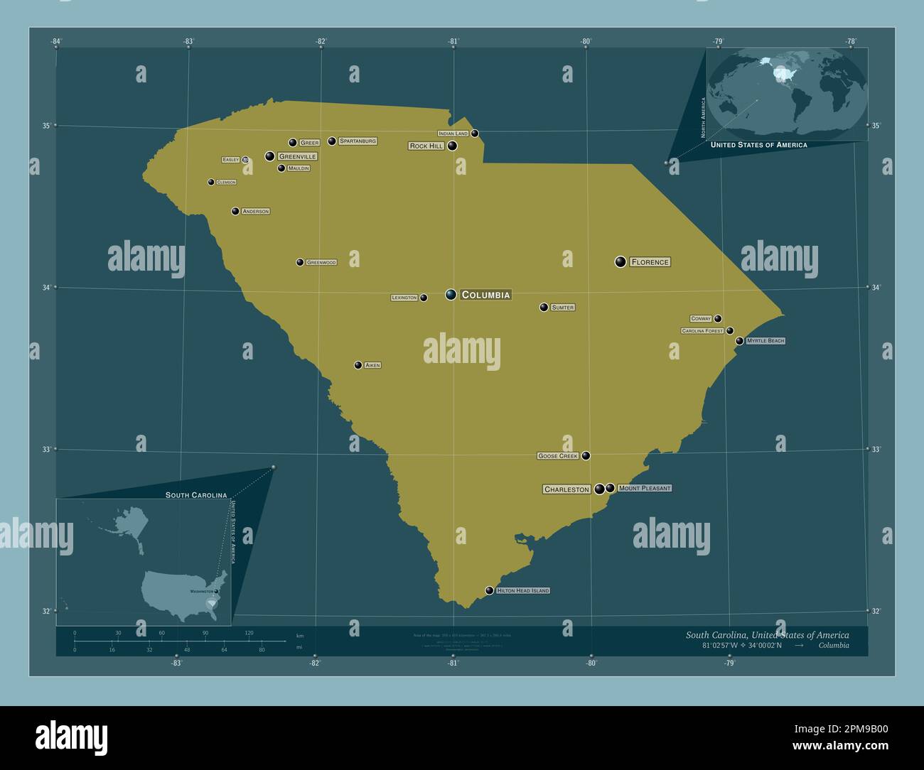 South Carolina, state of United States of America. Solid color shape ...