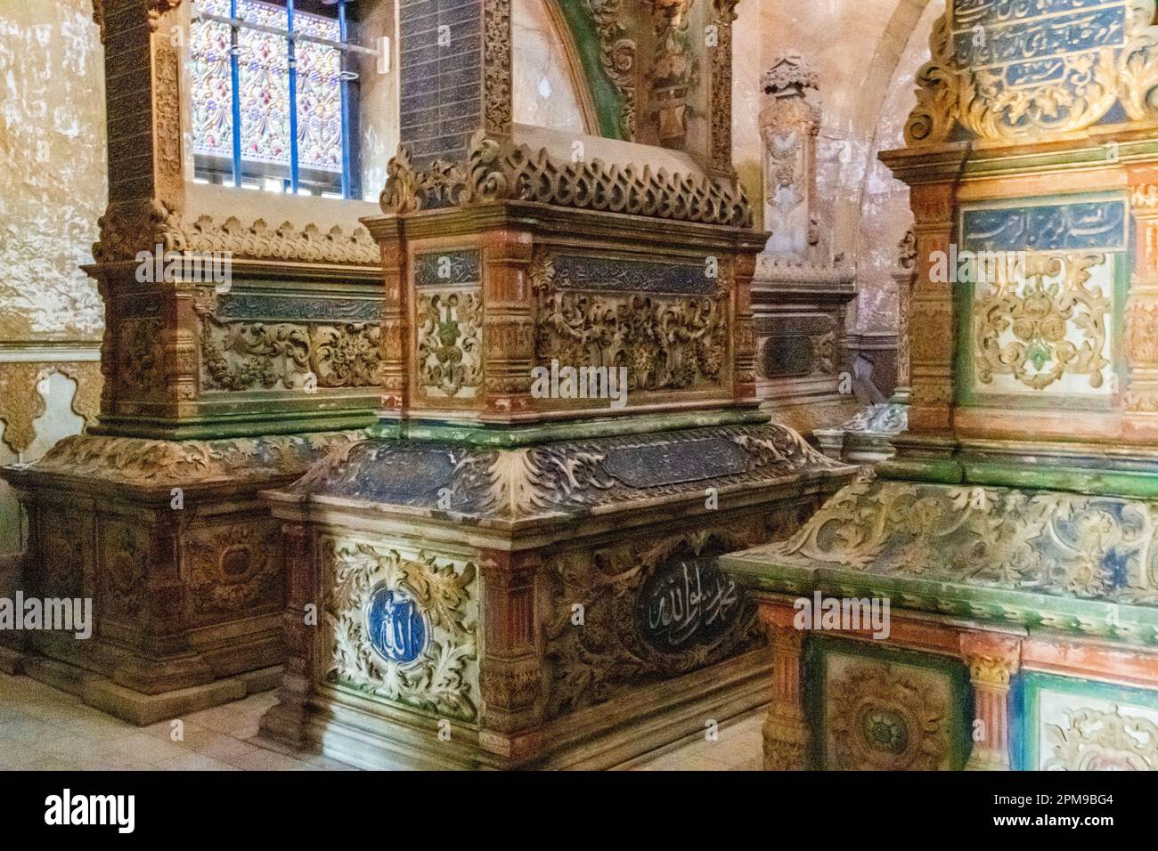 The tombs inside the mausoleum for the Royal Family of Muhammad Ali ...