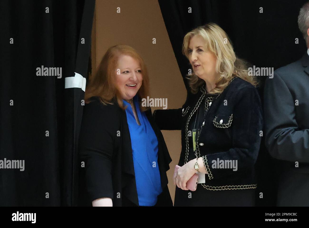 Alliance Party of their leader Naomi Long (left) after meeting with US ...