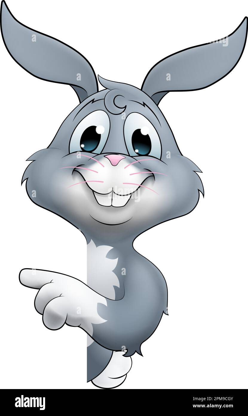 Easter Bunny Rabbit Cartoon Character Peeking Sign Stock Vector Image ...