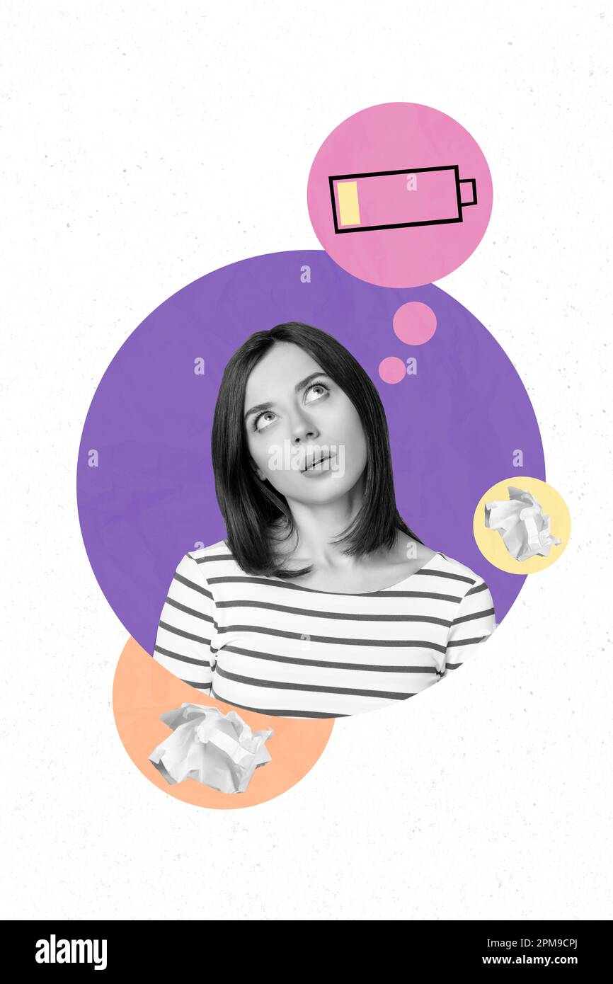 Image collage 3d retro artwork poster picture of exhausted woman after ...