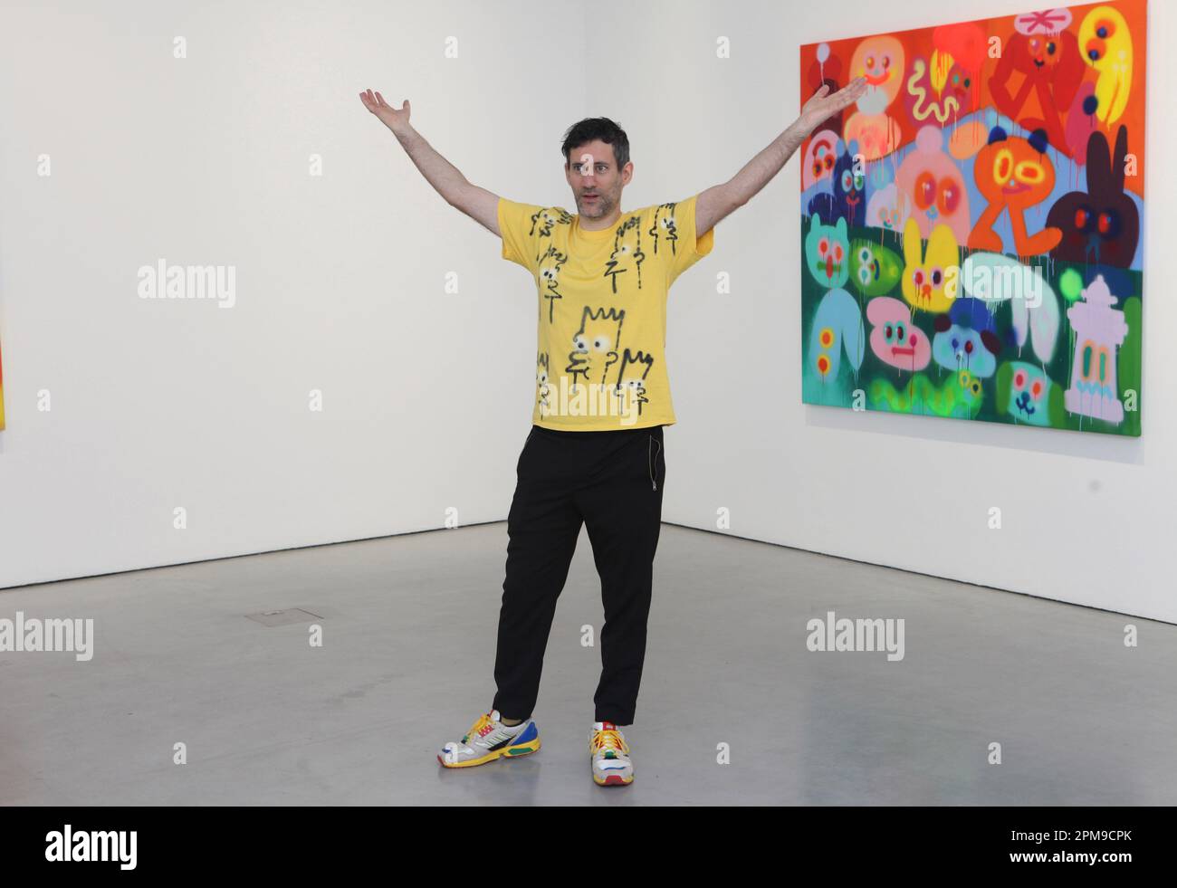 London, UK. British born artist Jon Burgerman unveiled his dopamine art ...