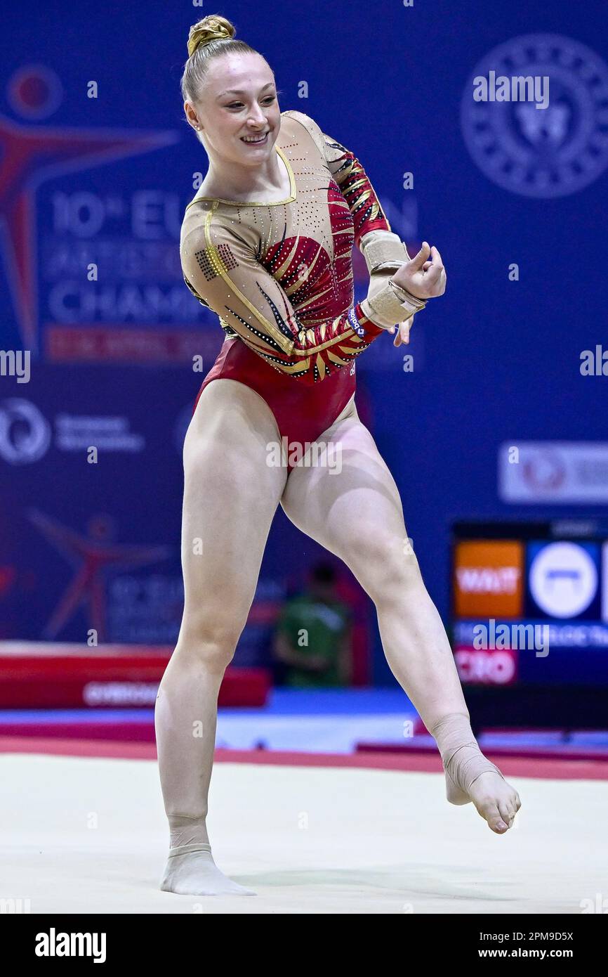 Antalya, Turkey. 12th Apr, 2023. Belgian gymnast Lisa Vaelen pictured ...