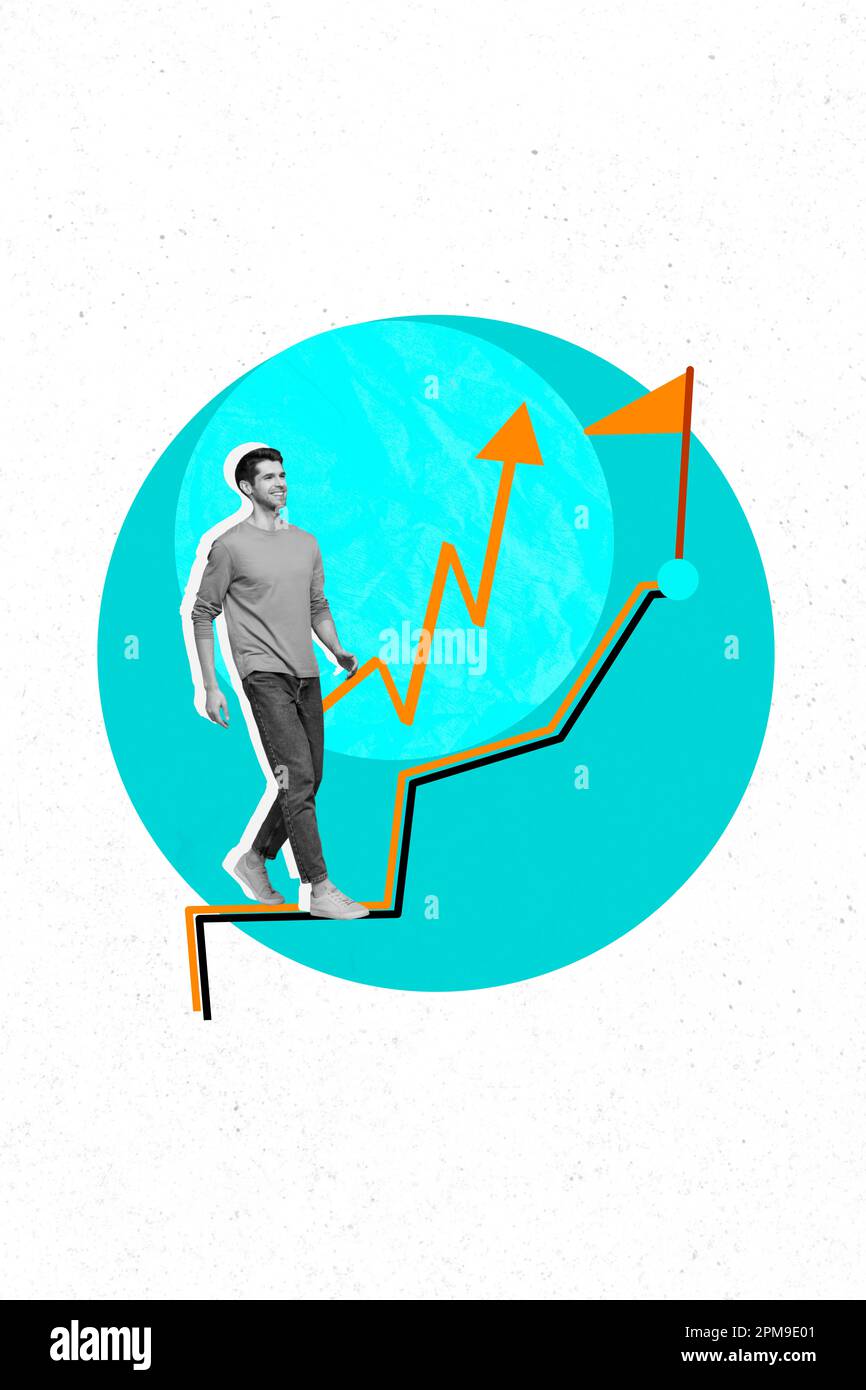 Magazine poster collage picture sketch photo of successful positive man ...