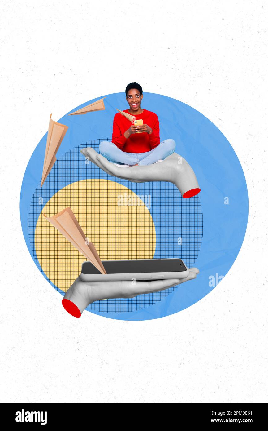 Vertical pinup pop artwork poster collage picture of man sitting human ...