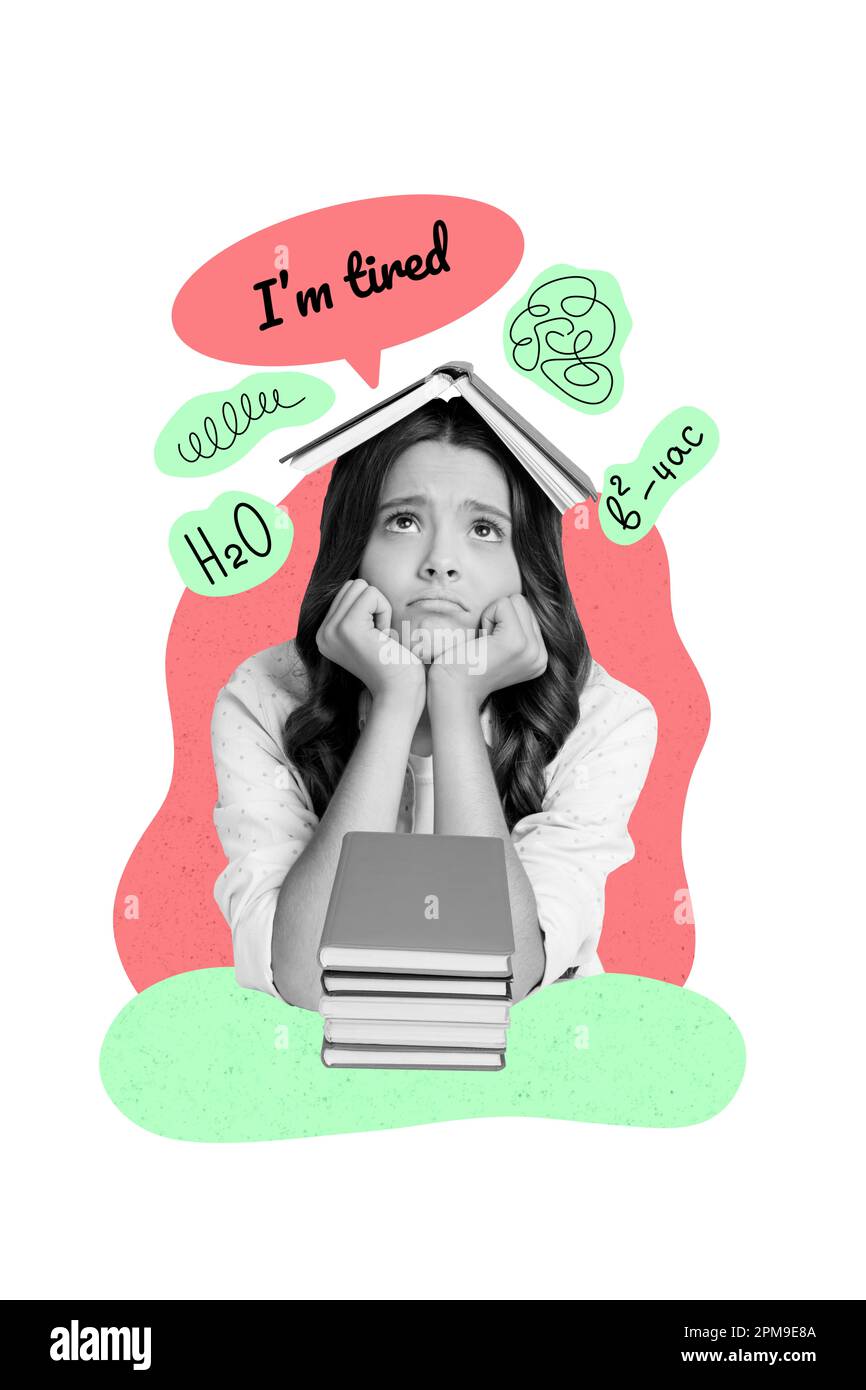 Creative 3d retro image artwork poster collage picture of bored tired ...