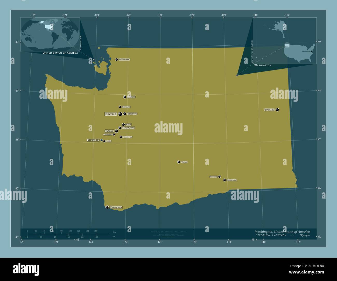 Washington, state of United States of America. Solid color shape ...