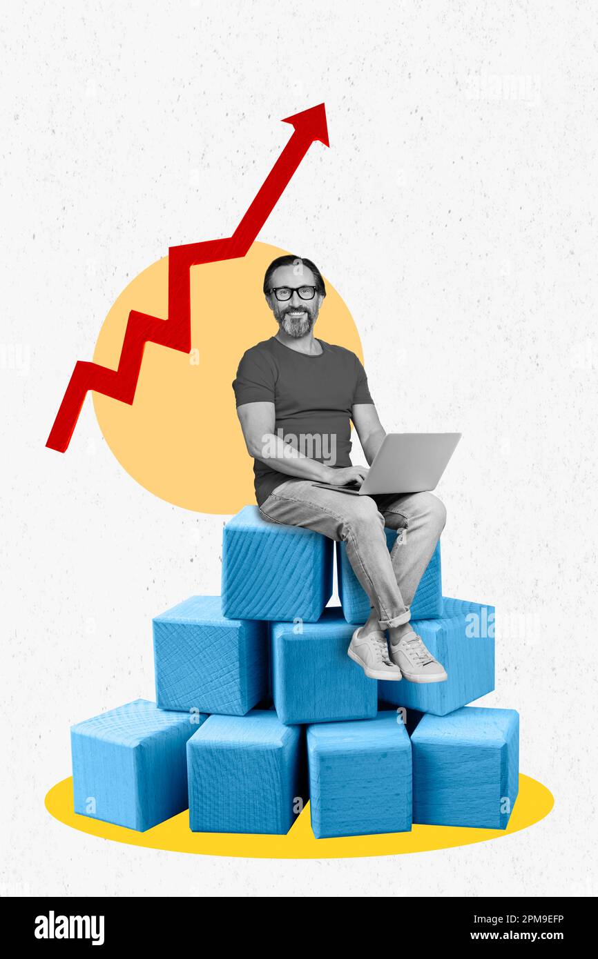 Creative photo collage template stock exchange market mature age man ...
