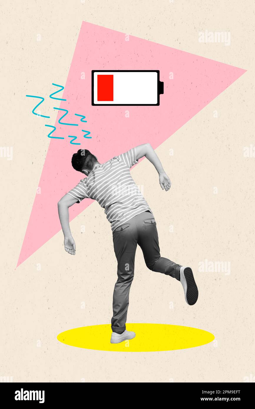 Collage comics design artwork low battery capacity no power guy tired ...