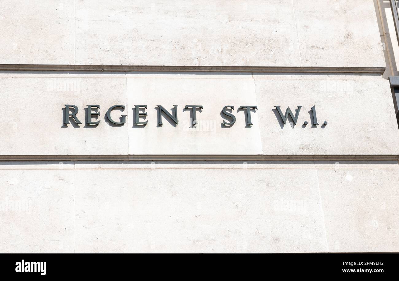 A street sign for Regent Street in Westminster, London, United Kingdom ...
