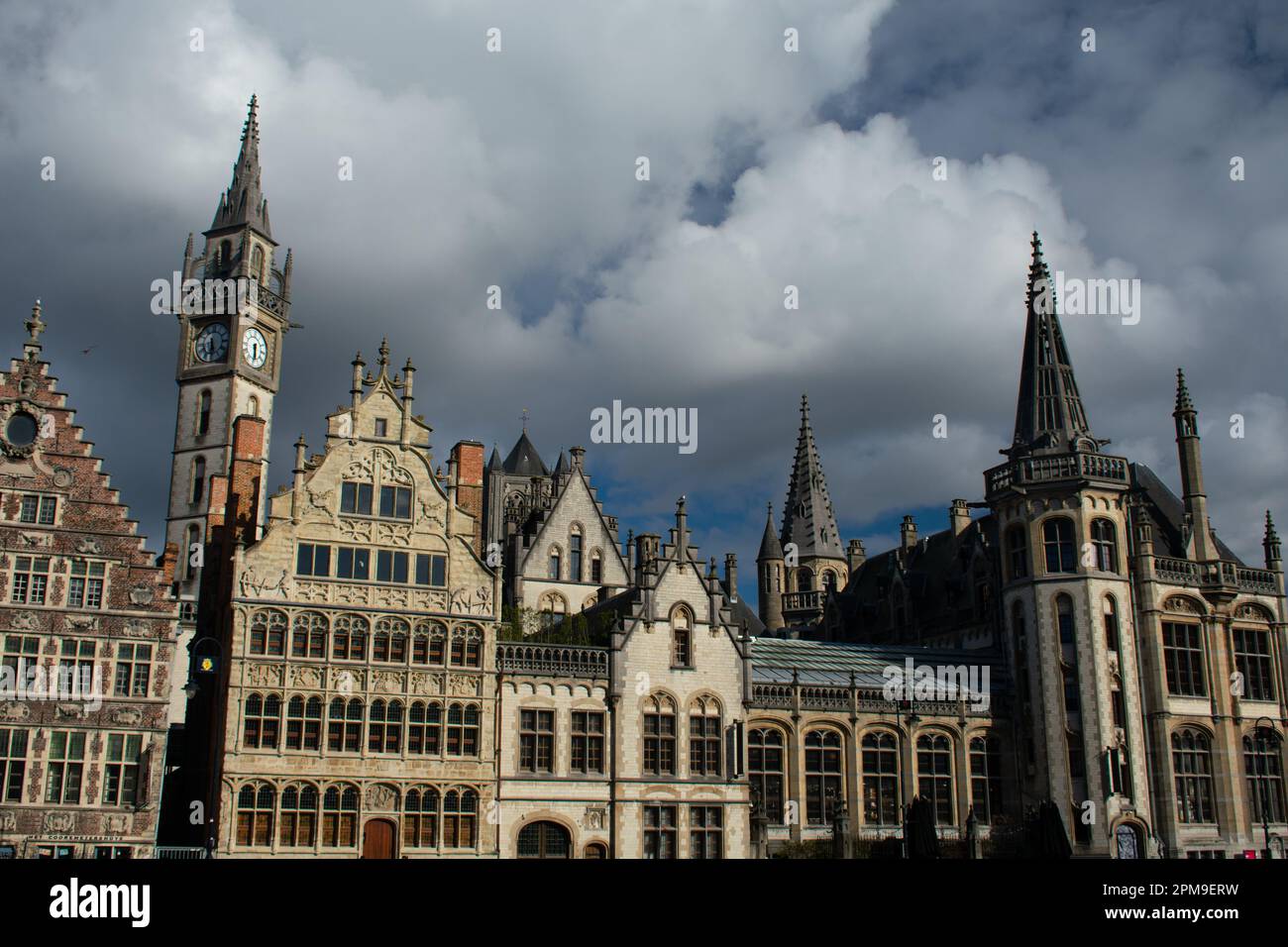 Iconic gothic architecture in Ghent, Belgium Downtown- Saint Nicholas ...