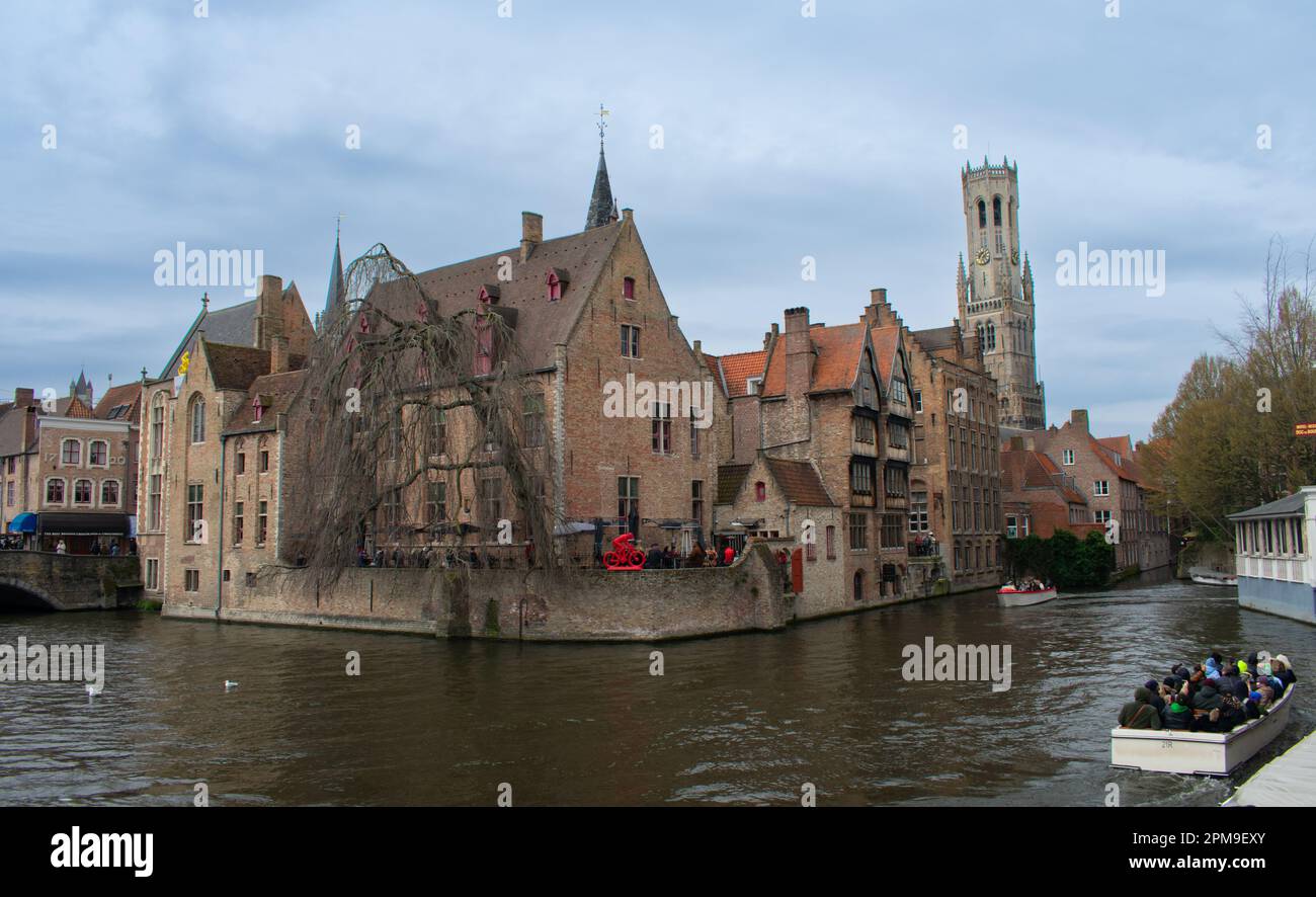 Scenic Canals in downtown Bruges Belgium during spring time Stock Photo ...