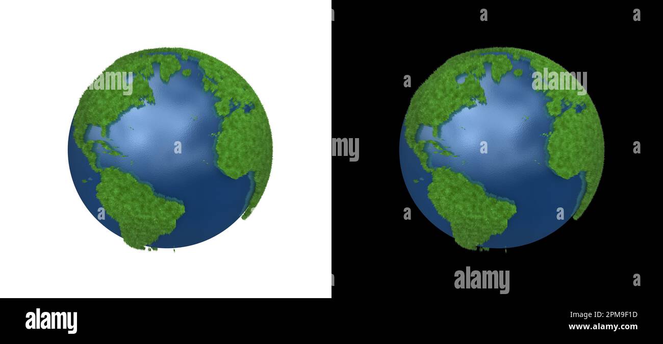 Atlantic green Earth illustration with the continents mapped in 3D ...