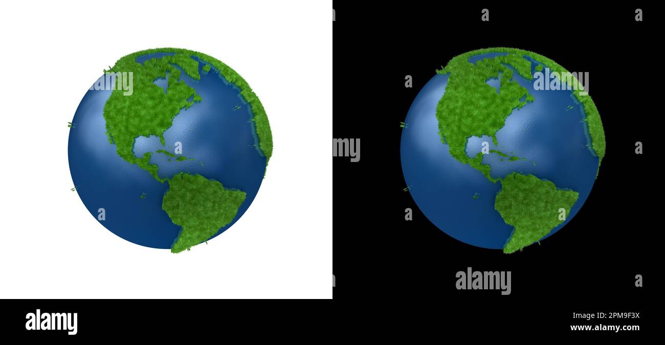 Green Earth Americas illustration with the continents mapped in 3D ...