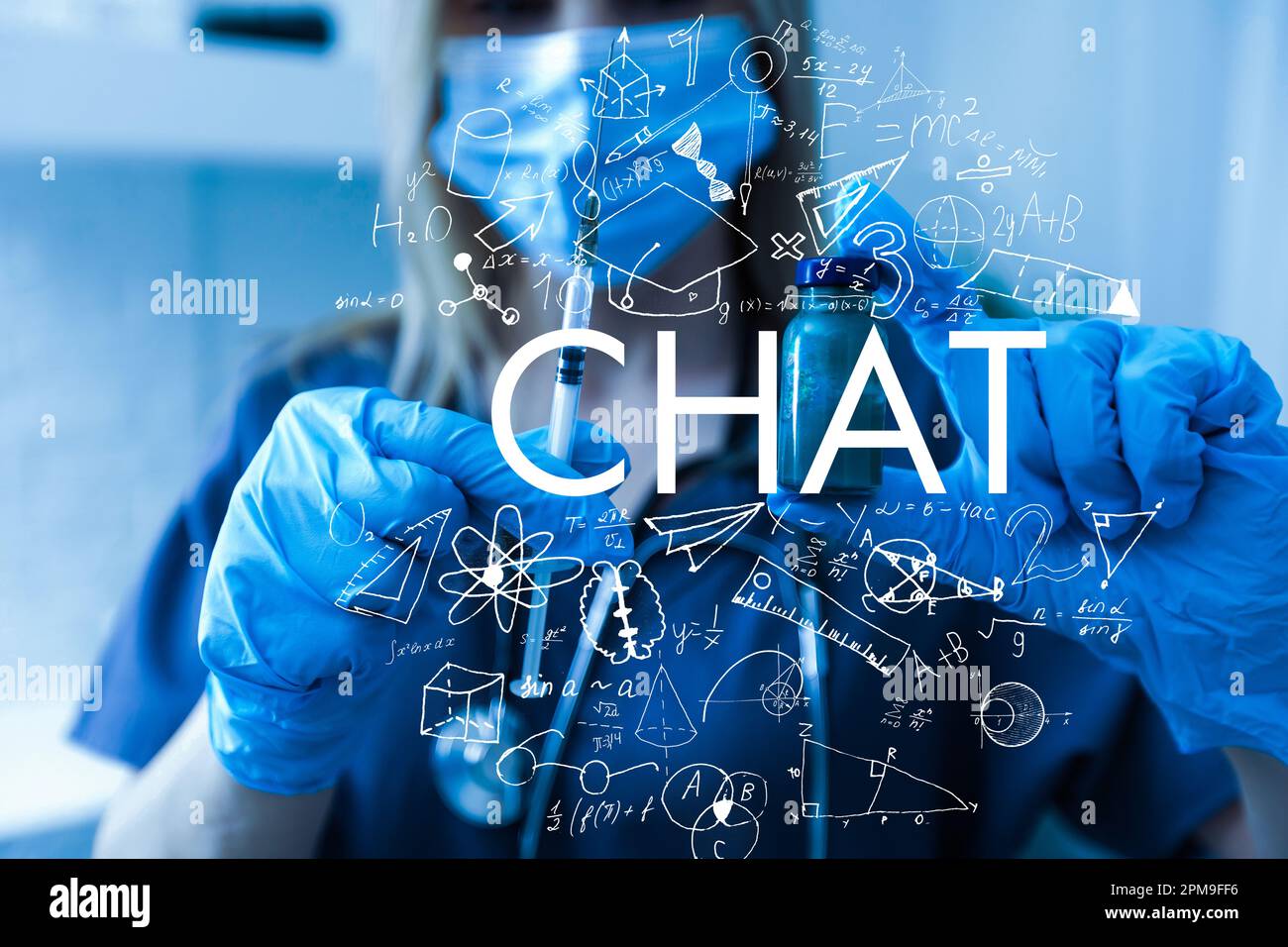 Virtual creative artificial Intelligence hologram with formulas ...