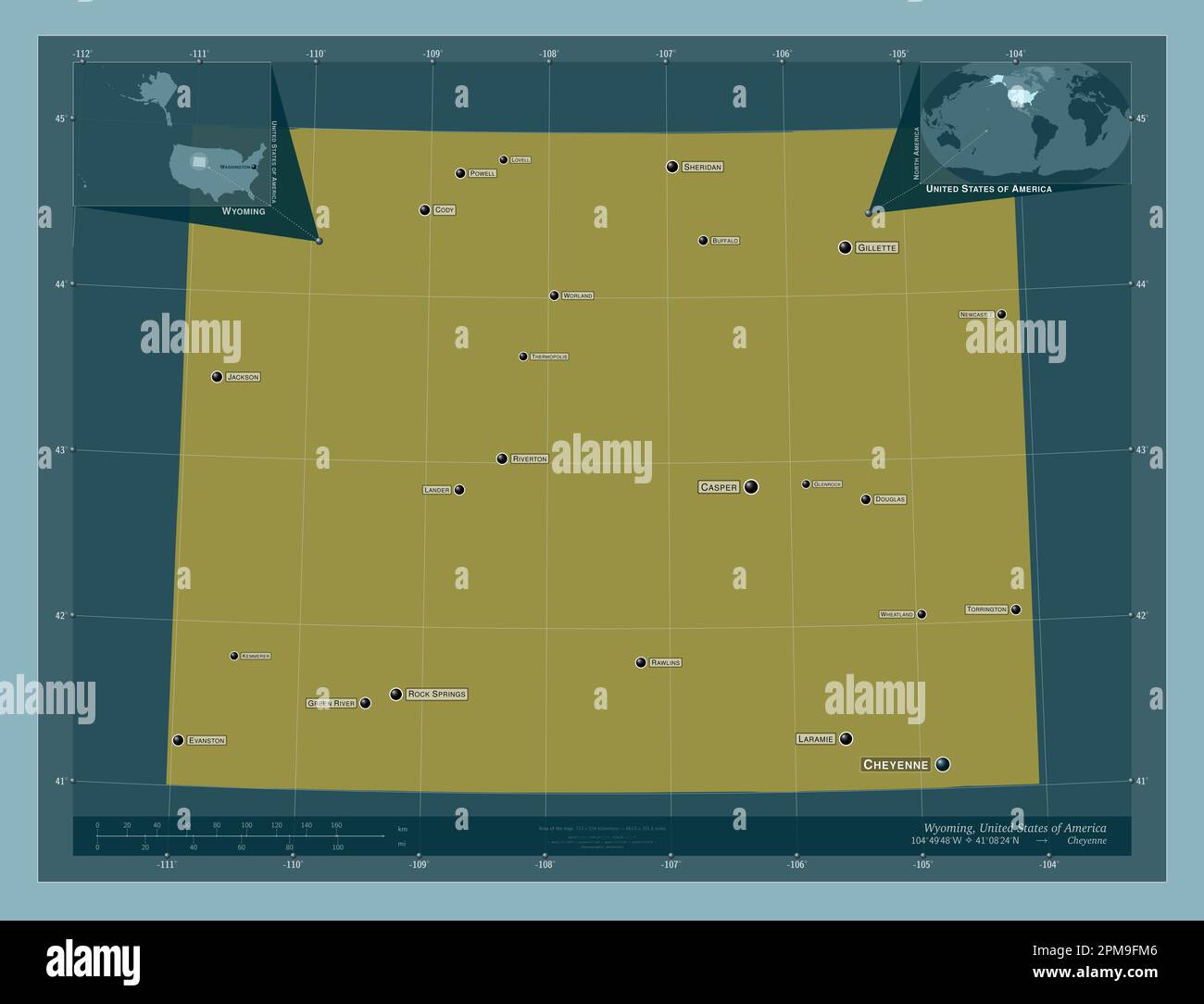 Wyoming, state of United States of America. Solid color shape ...