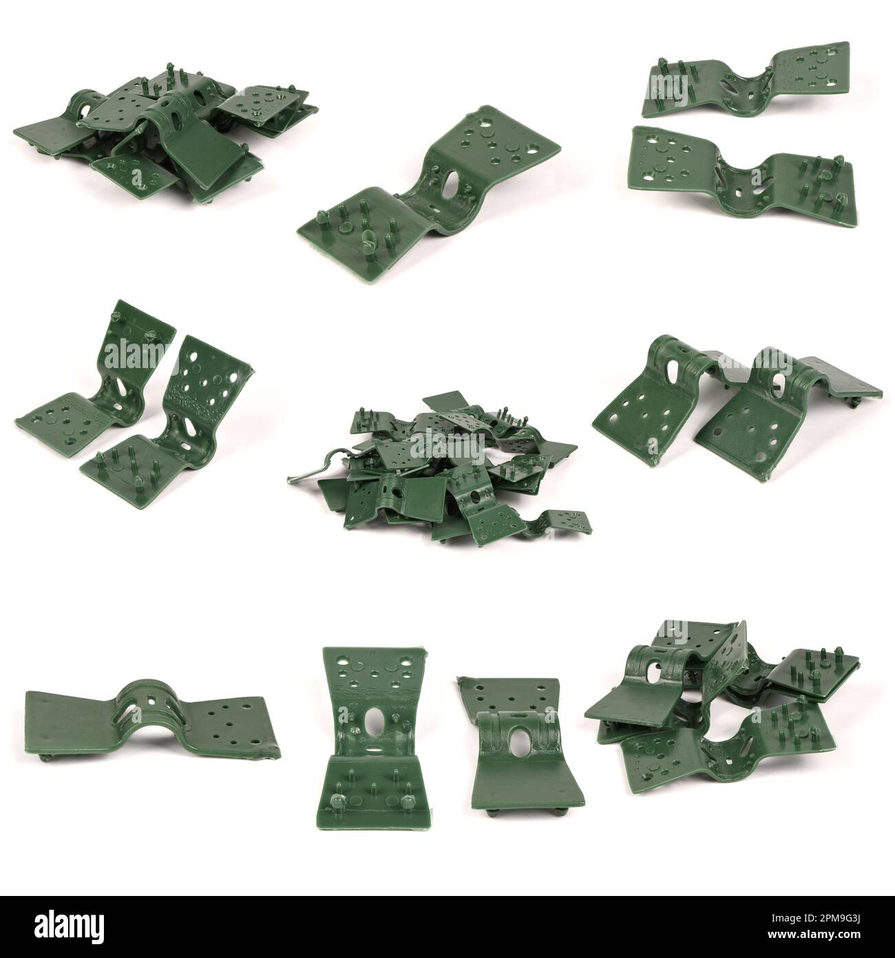 Nine tension clips, sun protection net on white background. High ...