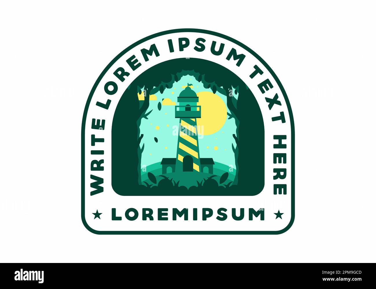 Colorful flat illustration design of lighthouse in the forest Stock ...