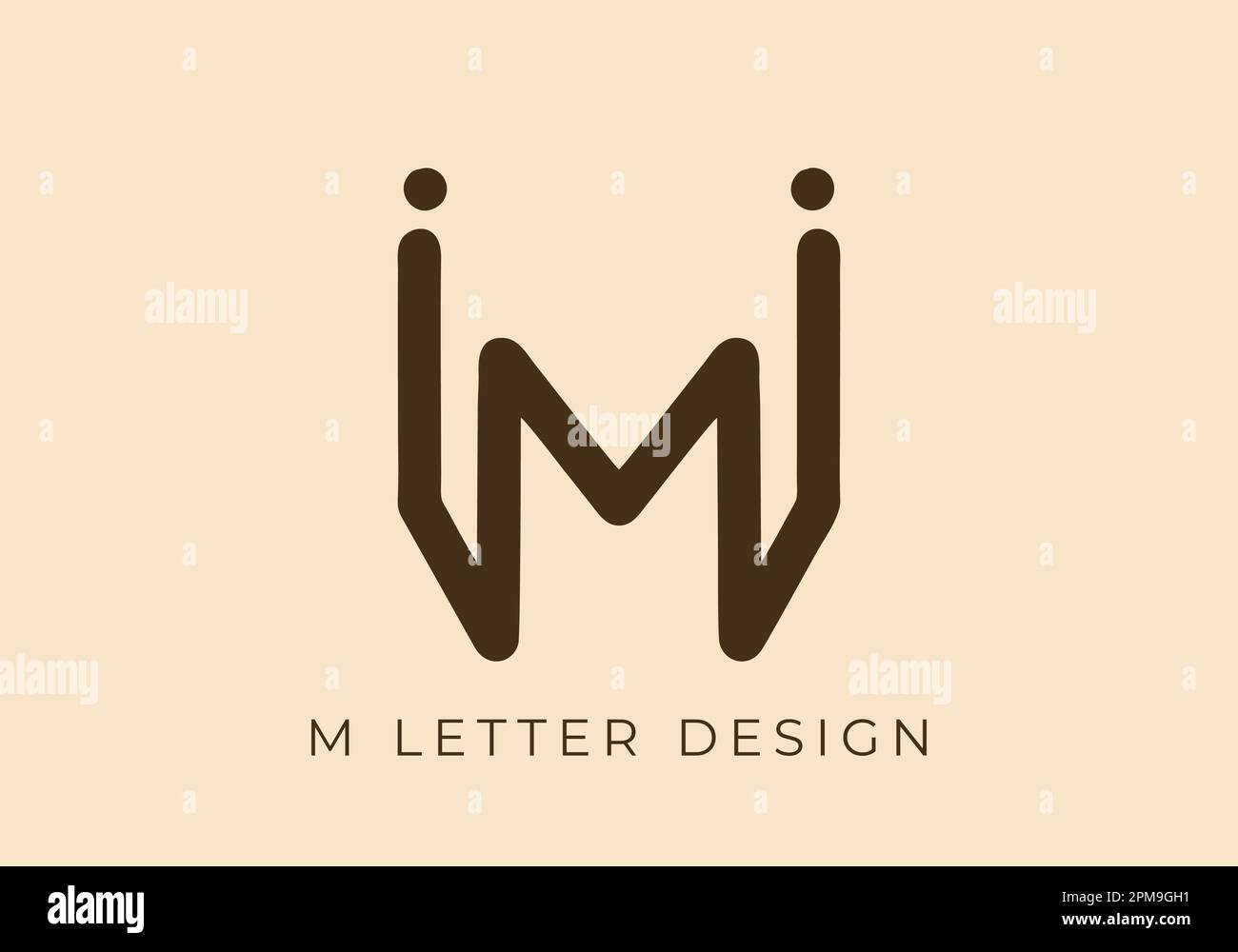 Unique Mono line in mono color design of M initial letter Stock Vector ...